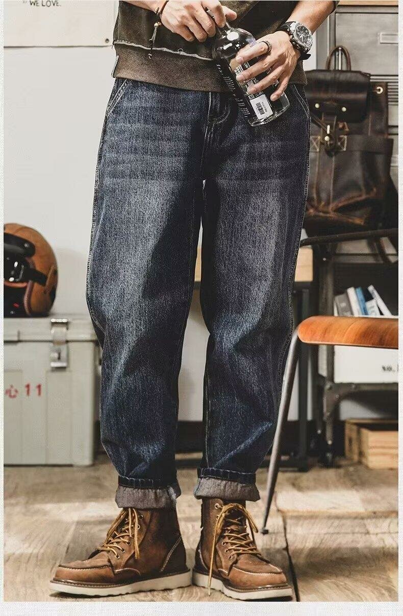 Тренд RONG CH Мужские Джинсы Кроп Лето Разорванные Свободные Деним, Размер_28