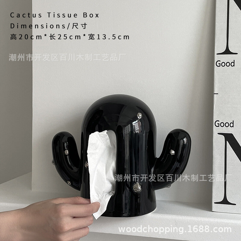 Коробка для салфеток в виде кактуса 1 шт. Оригинальная простая нишевая керамическая коробка для салфеток в гостиной