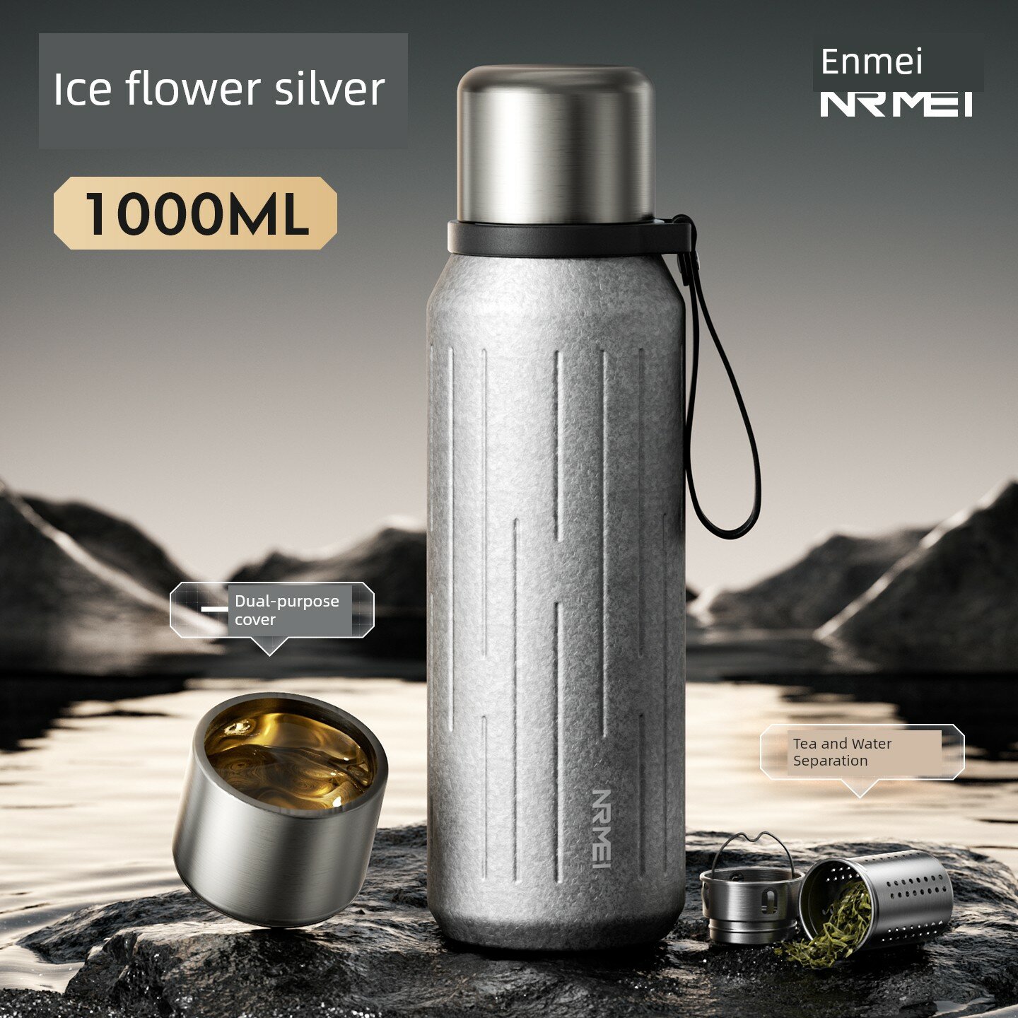 Титановый термос для мужчин, высококачественный, большой емкости, с разделением на чай и воду, чайник из нержавеющей