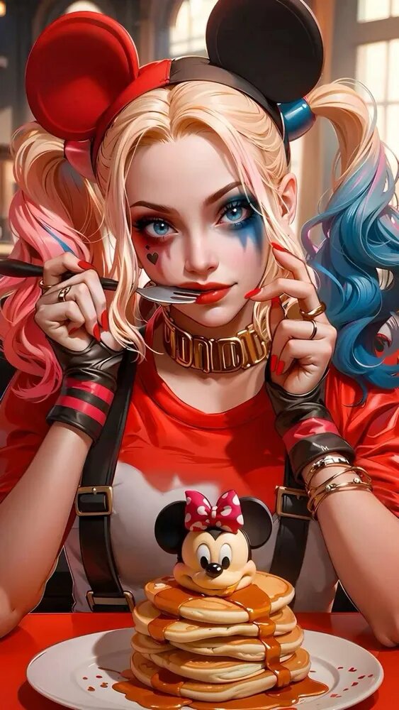 Алмазная Мозаика "Харли Квинн В Красно-черном" 40x50 См Алмазная Вышивка / Картина Стразами Подарков / Украшения