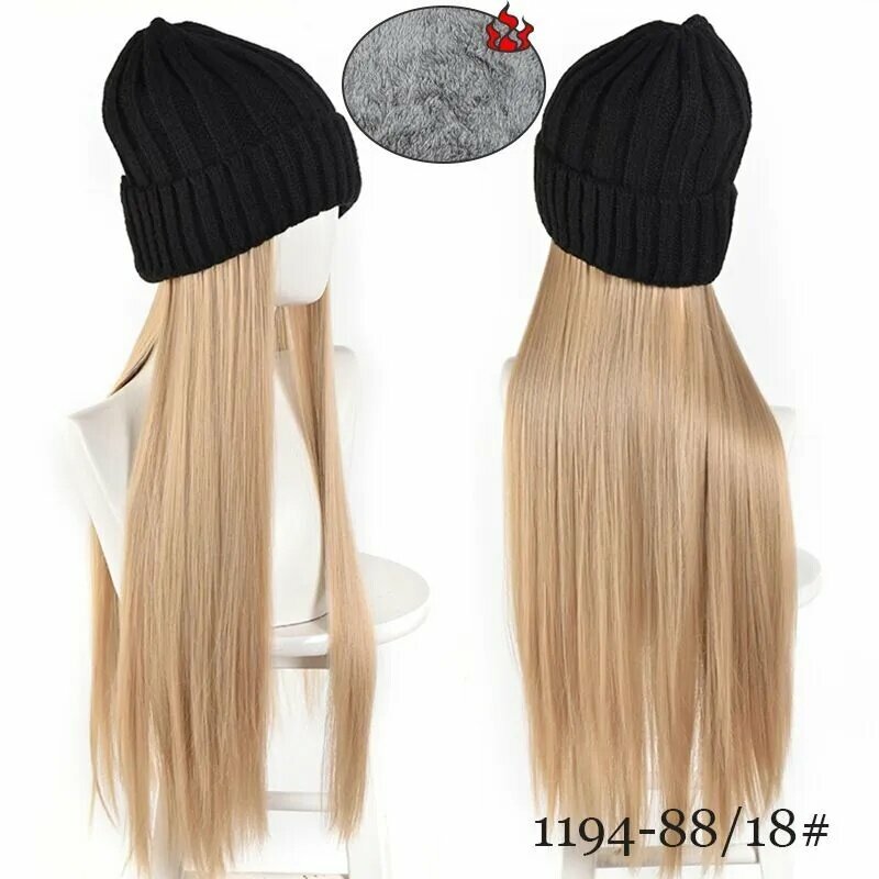 KNOW EASY-Женская вязаная шапочка, длинный прямой парик