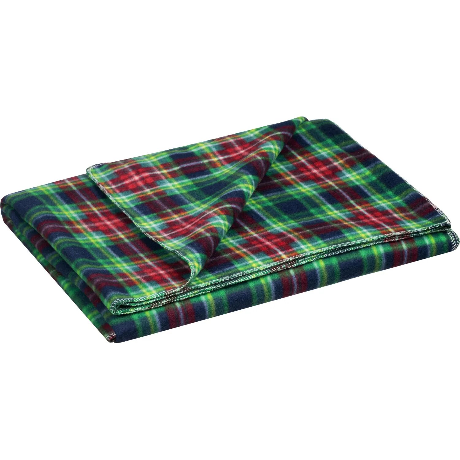 Плед флис Luscan, 130х170 см, 160 г/м2, клетка зеленая