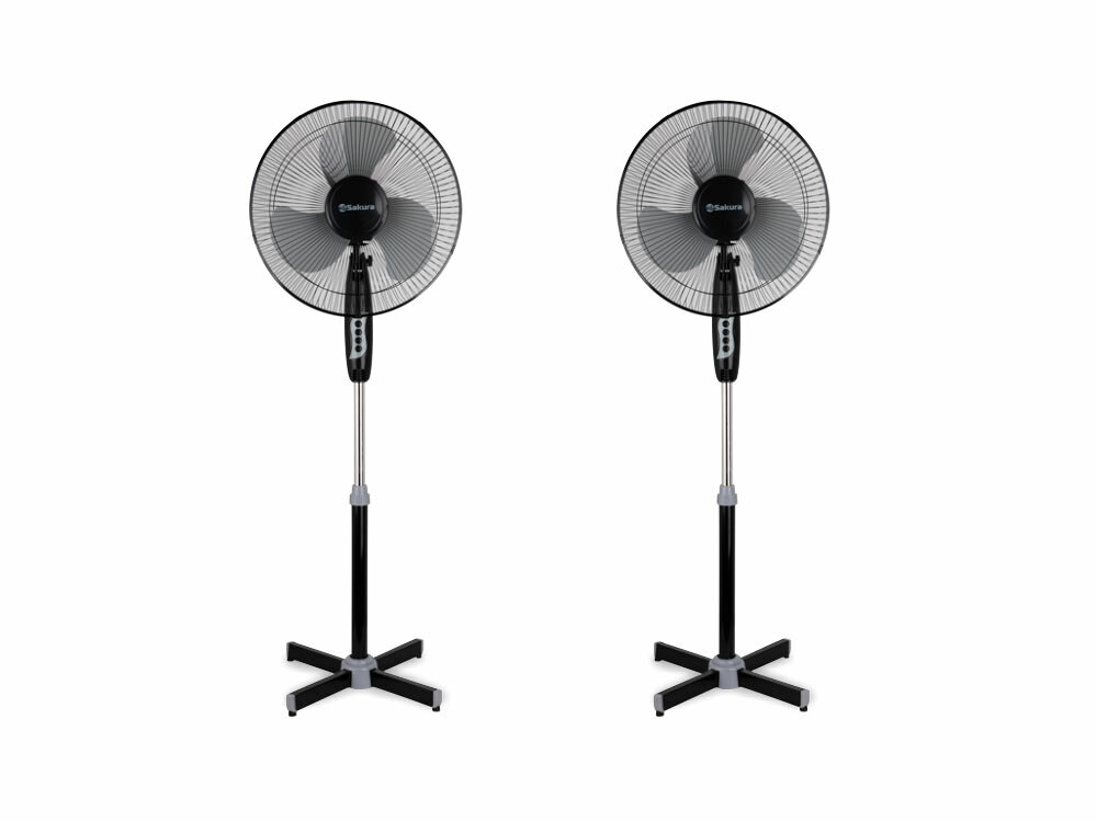 Вентилятор (набор 2шт) напольный SA-10BK (черный с серым)