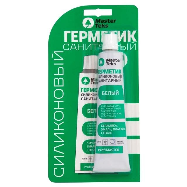 Герметик силиконовый MASTERTECS PROFIMASTER санитарный белый 80МЛ нева