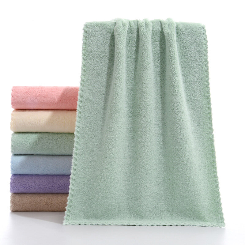 Коралловое бархатное полотенце режущий край мягкий впитывающий подарок для домашнего использования Зеленый_35*75cm