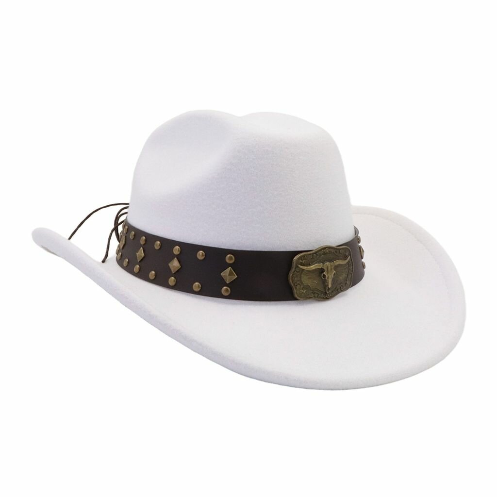 Ретро-ковбойская шляпа в этническом стиле с большими полями-белый-один размер