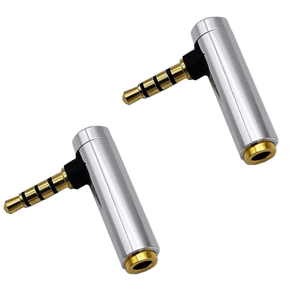 Адаптер звука 3,5 мм с позолоченными контактами и металлическим корпусом, Серебро