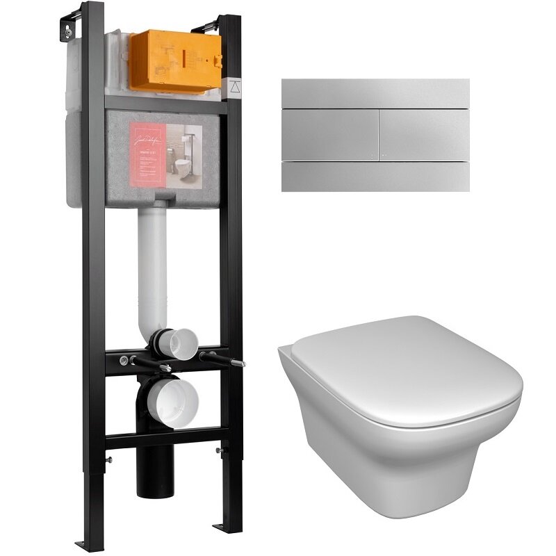 Унитаз подвесной Jacob Delafon Vox E21770RU-00 безободковый, с инсталляцией, с крышкой микролифт, белый/кнопка хром