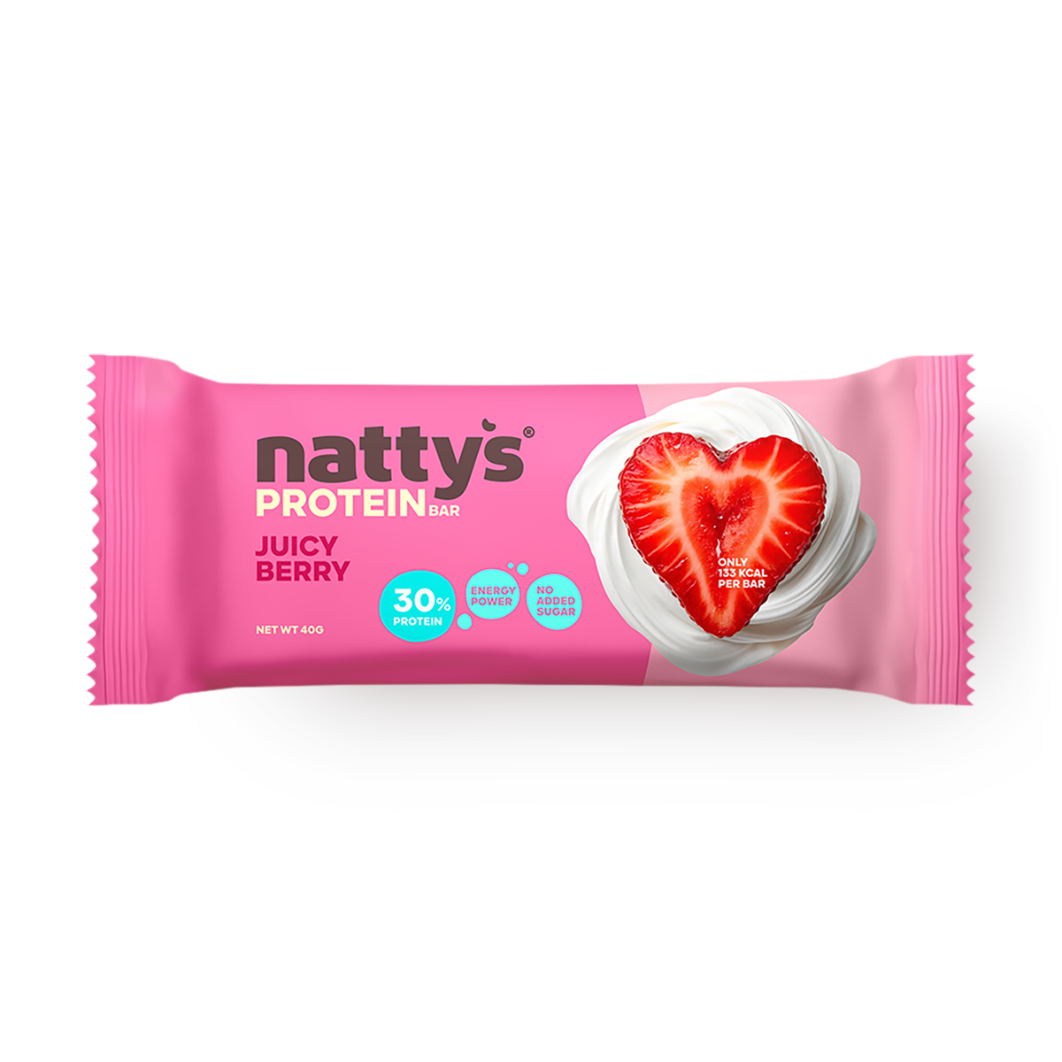 Батончик протеиновый Nattys Pro Juicy Berry клубника со сливками в молочном шоколаде без сахара