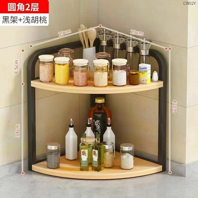 Кухонная треугольная стойка для хранения Столешница Угловая стойка для специй Бытовая трехслойная угловая напольная