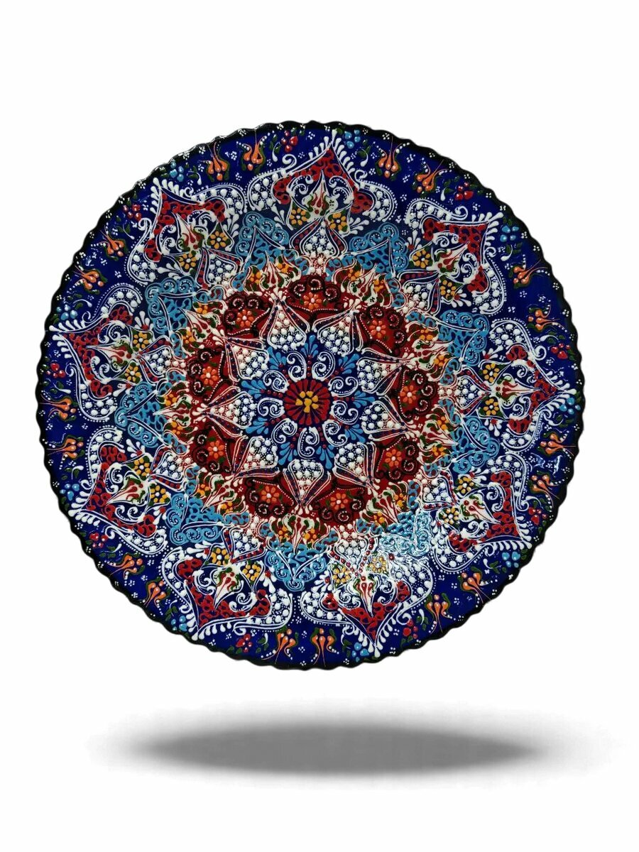 Тарелка декоративная интерьерная "Восточный узор" D 41 см керамика ручная работа