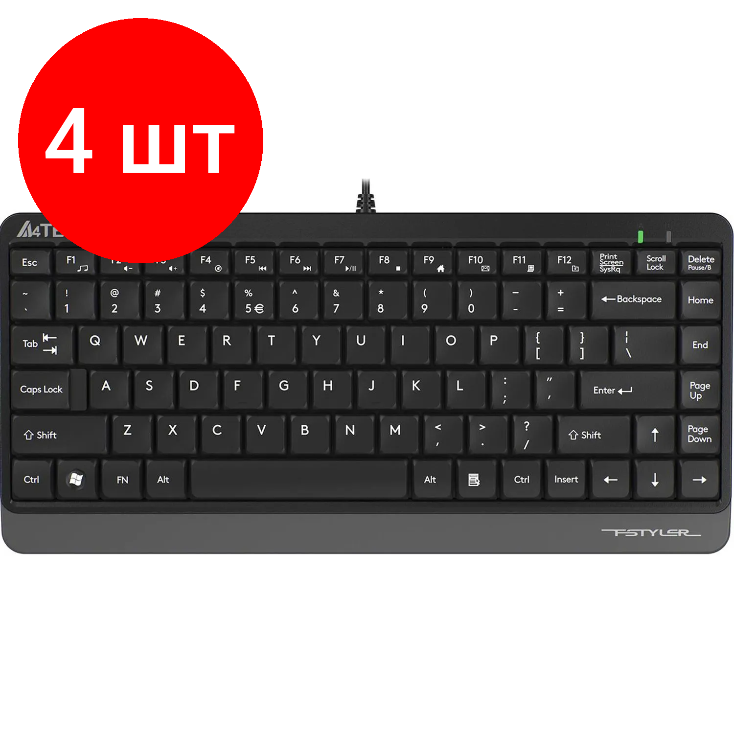 Комплект 4 штук, Клавиатура A4Tech Fstyler FK11 (FK11 USB (GREY))