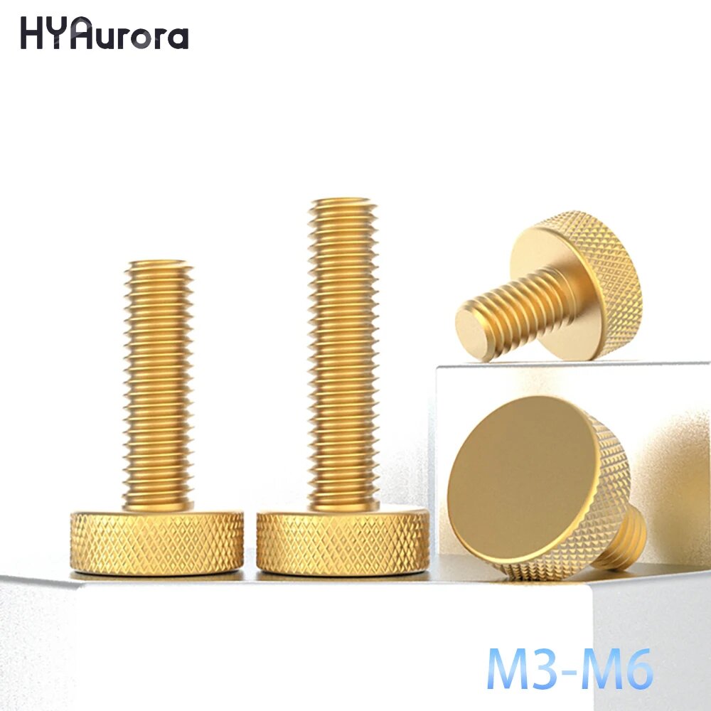 Винт латунный M4x25mm, накатанная головка, 1шт