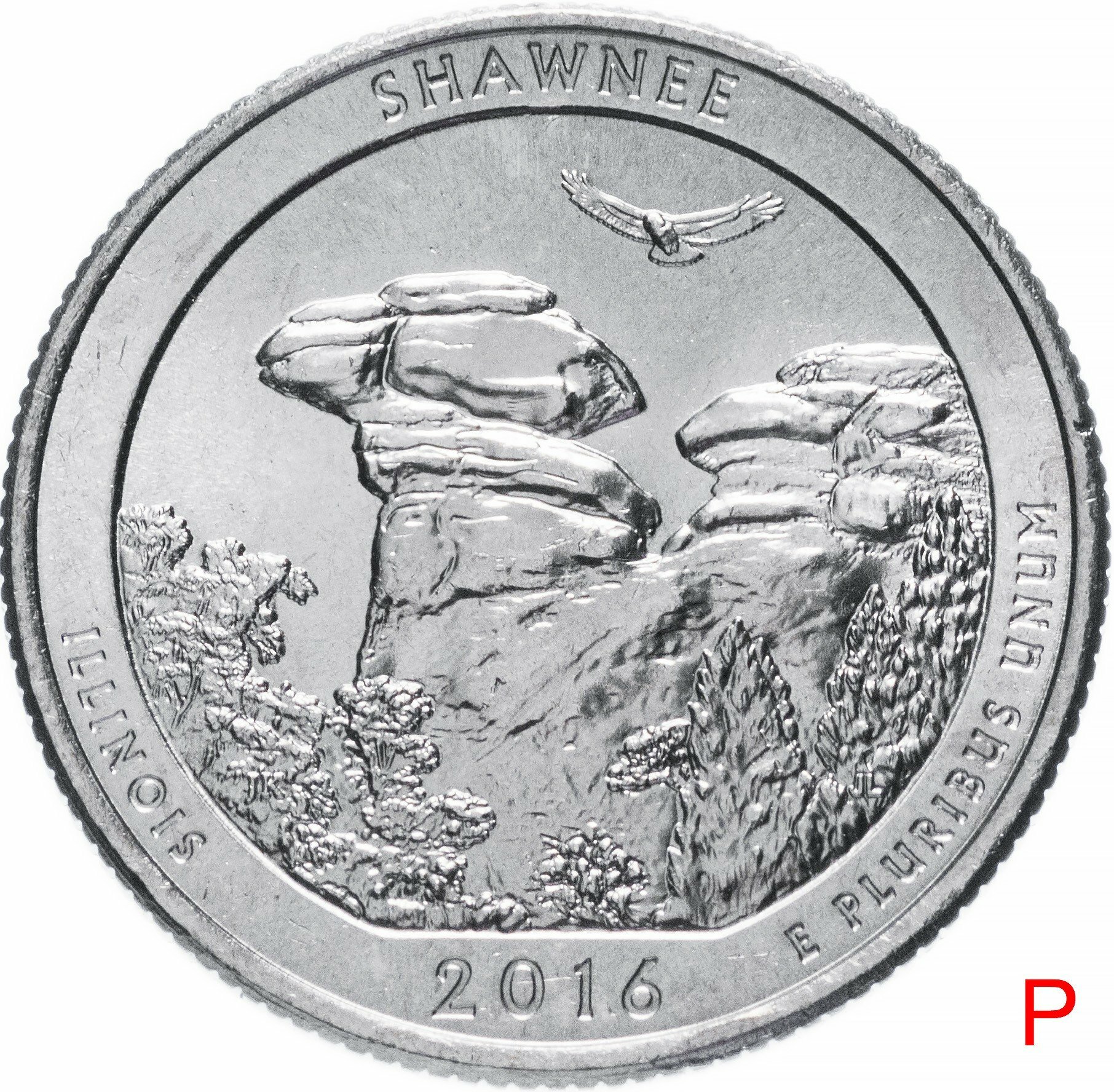 США 1/4 доллара 25 центов, квотер 2016 P — "Национальный лес Шоуни" 31-й парк, Мельхиор медь-никель, в сохранности UNC