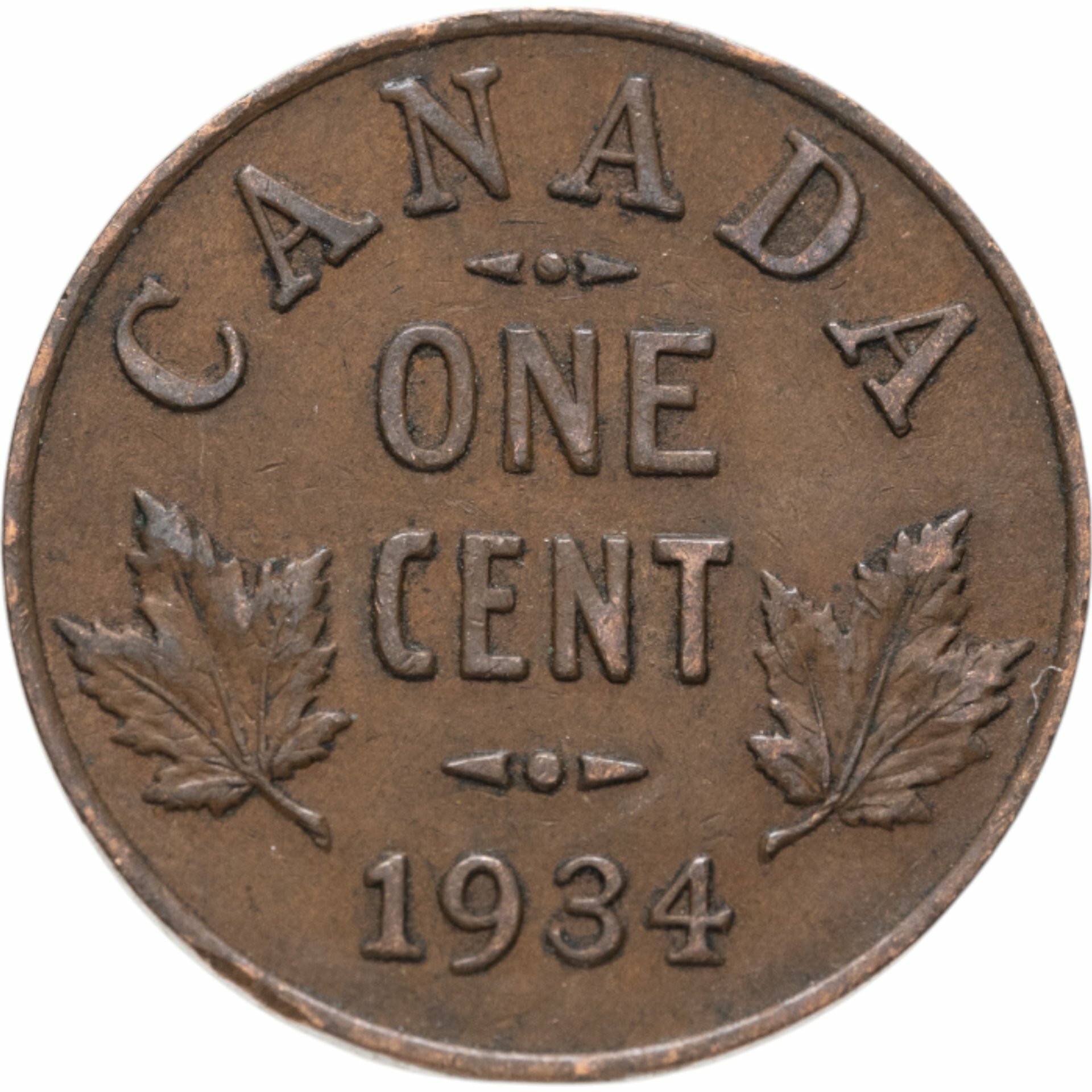 Канада 1 цент cent 1934, Бронза, в сохранности XF