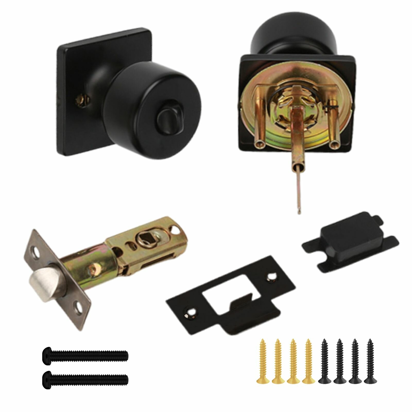 Цинковые сплавные матовые ручки черной двери и комбо -блокировки для спальни или ванны