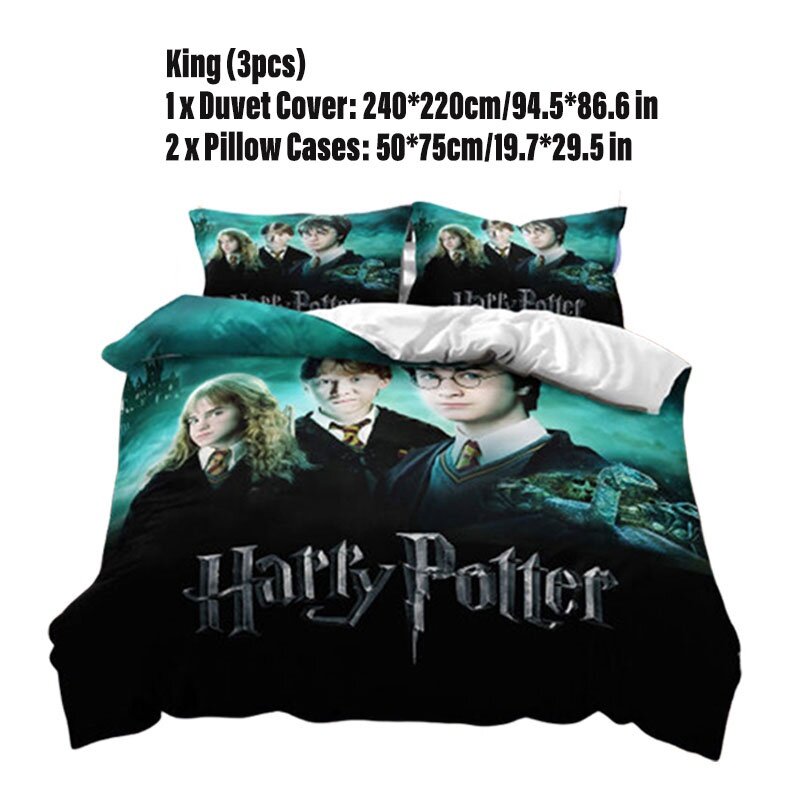 Постельное белье премиум поттер хогвартс комплект наволочек гипоаллергенный полиэстер ковдра корол с 3 наволочками