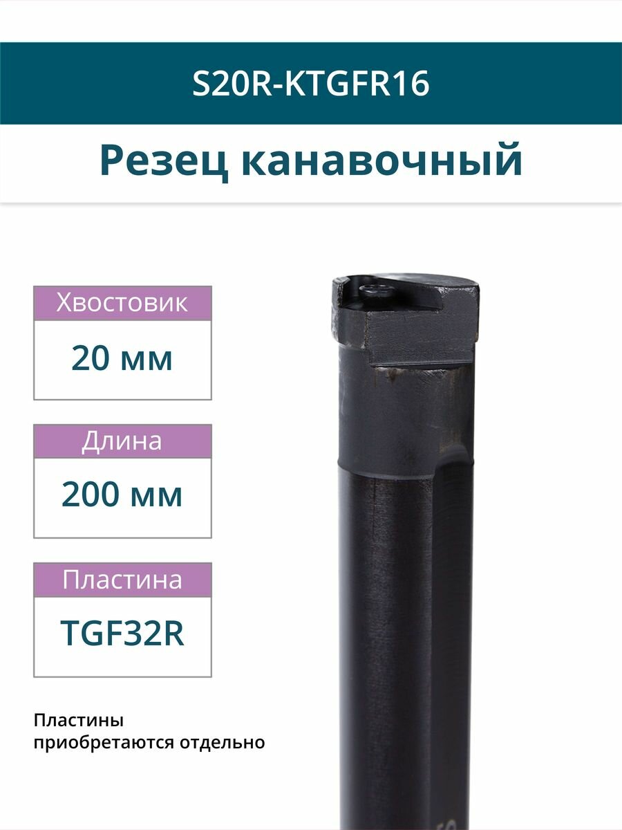 S20R-KTGFR16 резец канавочный 20 мм правый внутренний / пластина TGF32R
