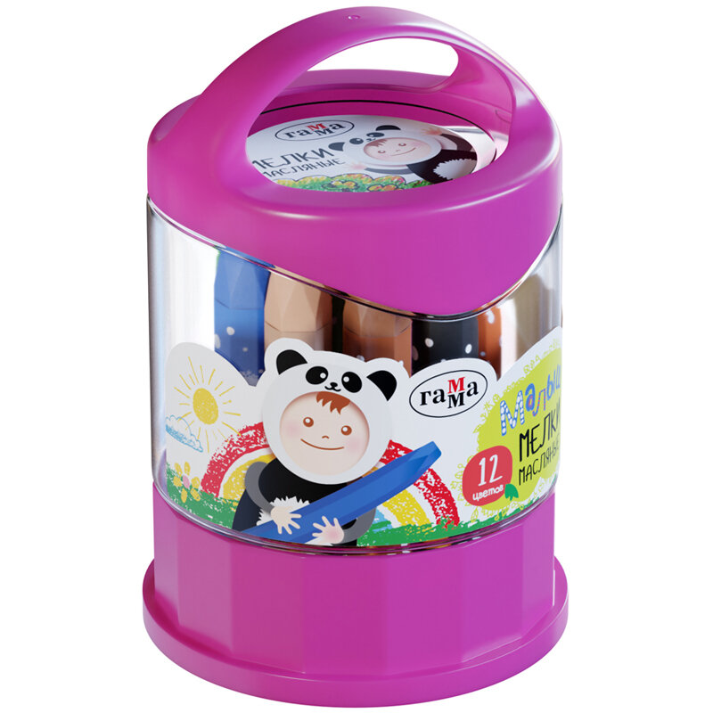 3 шт. Мелки масляные Гамма "Малыш", 12цв, шестигранные, пластиковый стакан-подставка