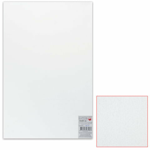 5 шт. Картон белый грунтованный для живописи, 50х80 см, двусторонний, толщина 2 мм, акриловый грунт