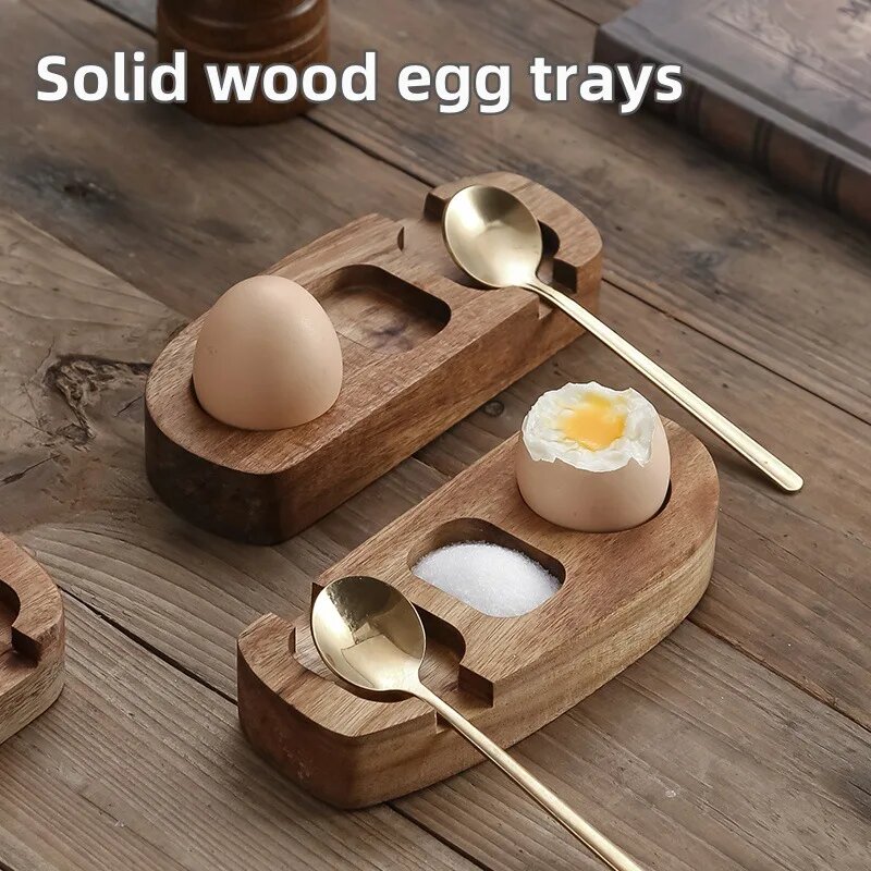 Деревянный держатель для яиц + ложка, Egg Cup holder2 — фото 1