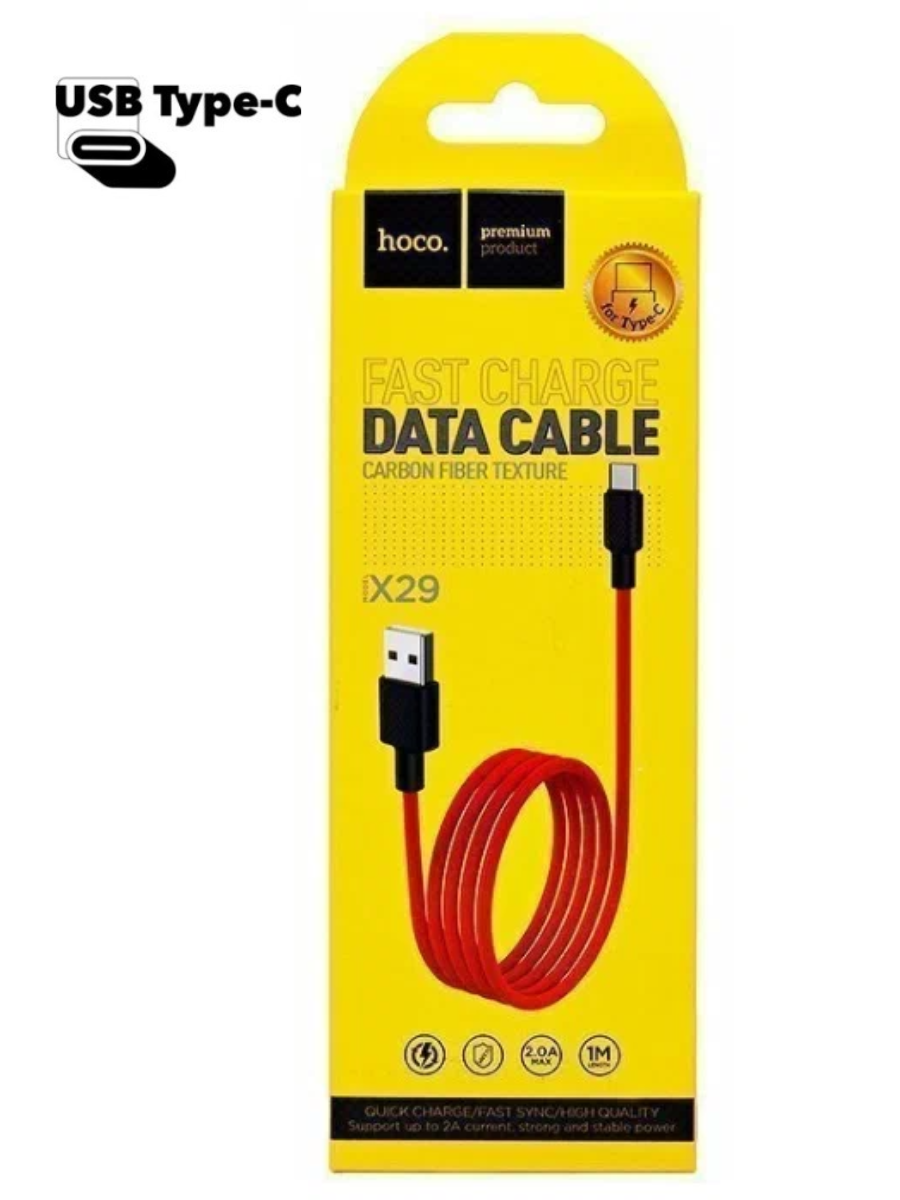 Кабель зарядный Hoco X29 Superior Style USB - Type-C красный 1 м