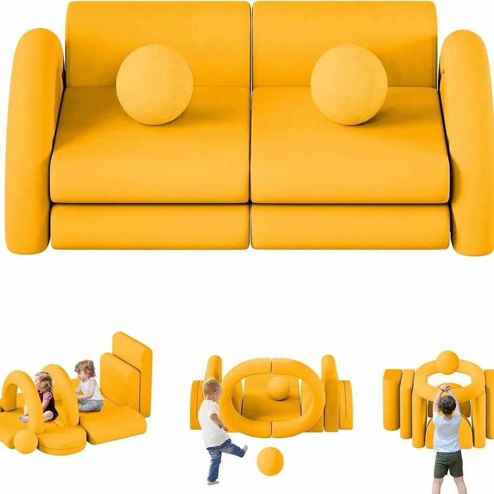 Прямой диван 114х60х40 см, желтый