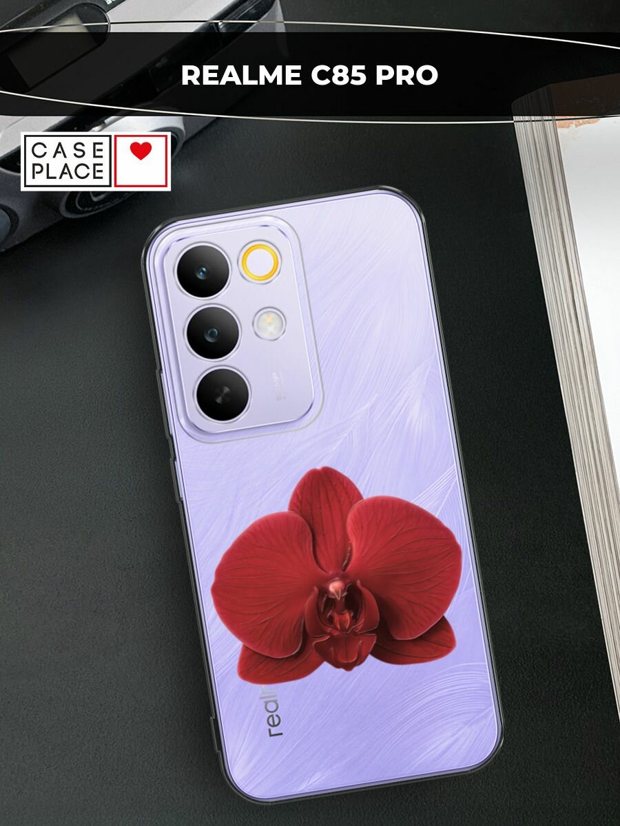 Силиконовый чехол на Realme C85 Pro / Реалми C85 Про с принтом Одна красная орхидея