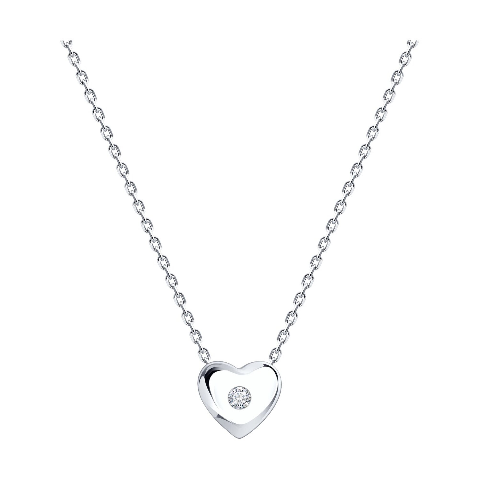 Колье, серебро, 925 проба, родирование, бриллиант выращенный