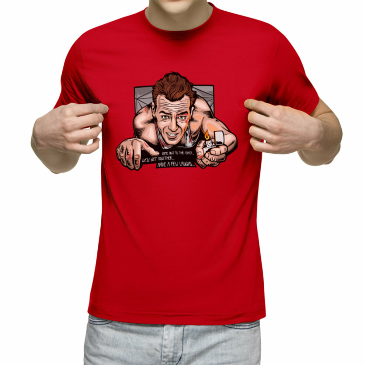 Мужская футболка «Die Hard» (красный, 2XL)