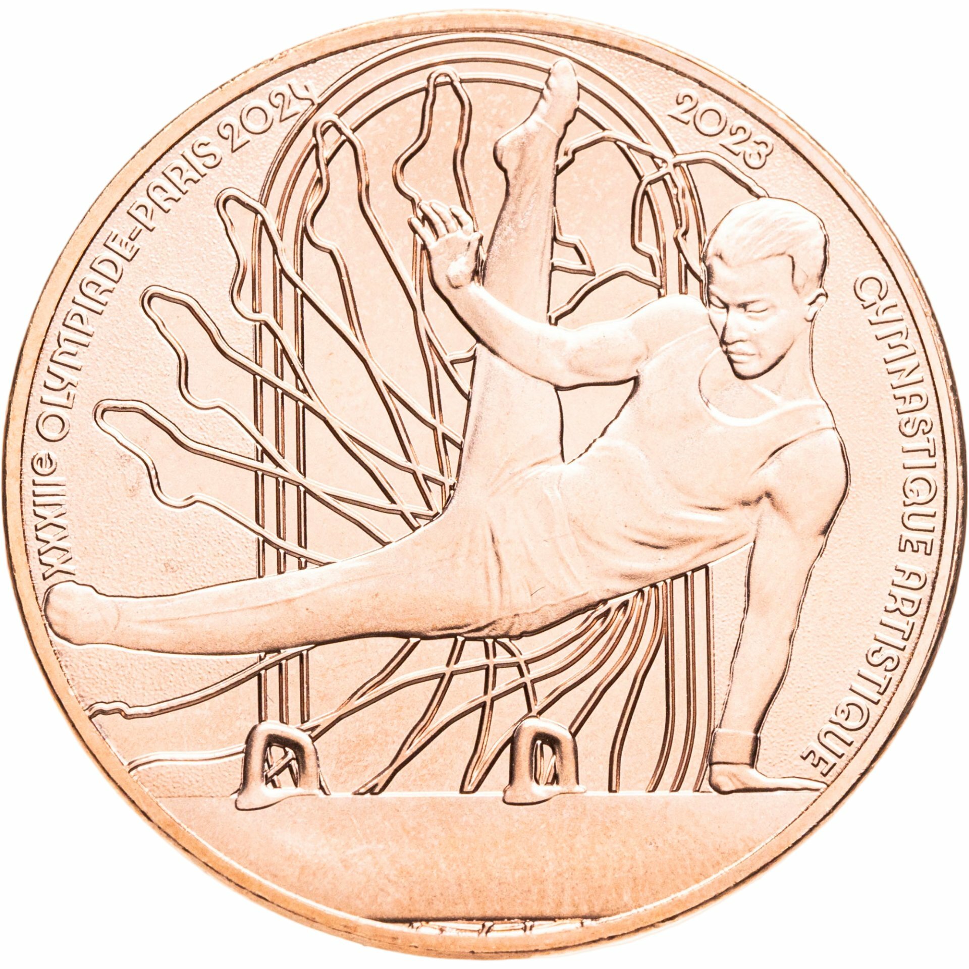 Франция 1/4 евро euro 2023 "Олимпийские игры в Париже 2024 - Спортивная гимнастика", Медь-Алюминий-Никель, в сохранности UNC