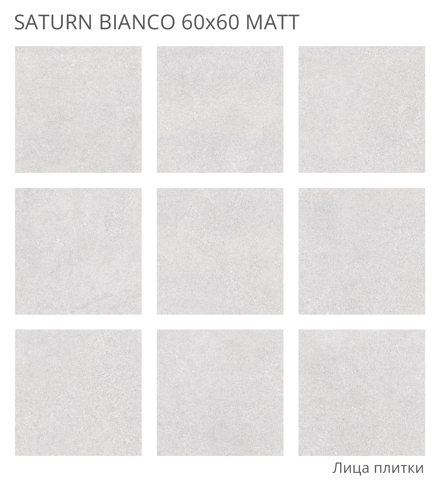 Керамогранит Staro SATURN BIANCO 60x60 60x60 MATT Матовая светло-серый под камень (цена за 1 пл- 0,36 м2)