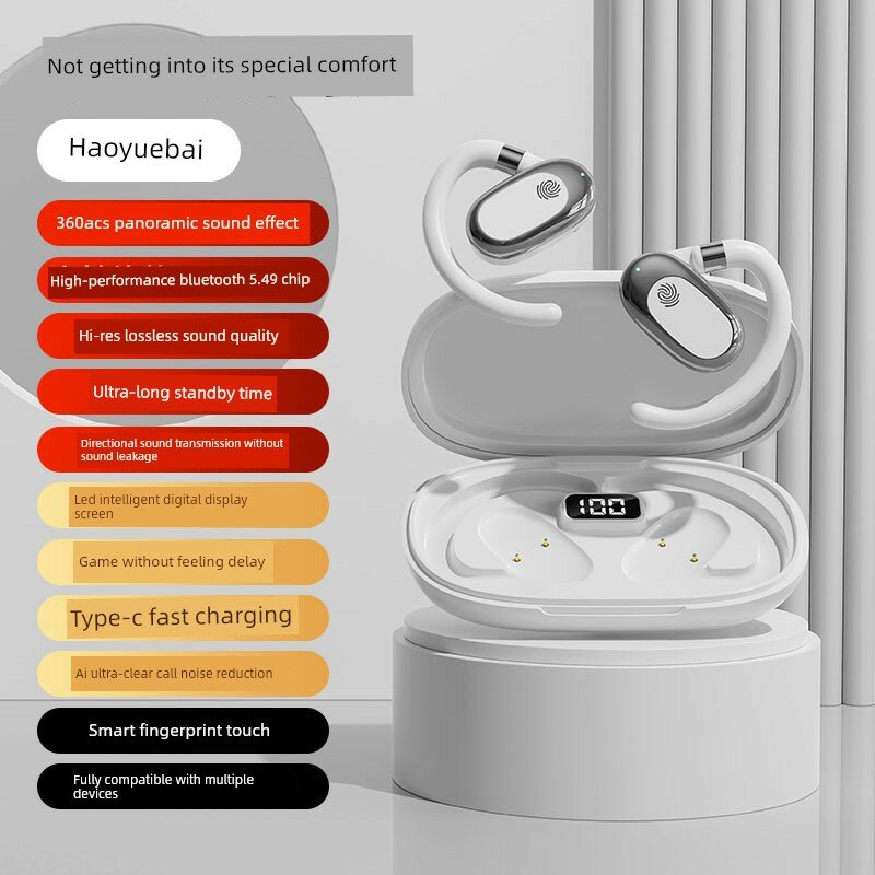 Беспроводные Bluetooth-наушники Berlin Sound для спорта, шумоподавление, надушиные, 360° регулируемые, чип 5.49, 2025