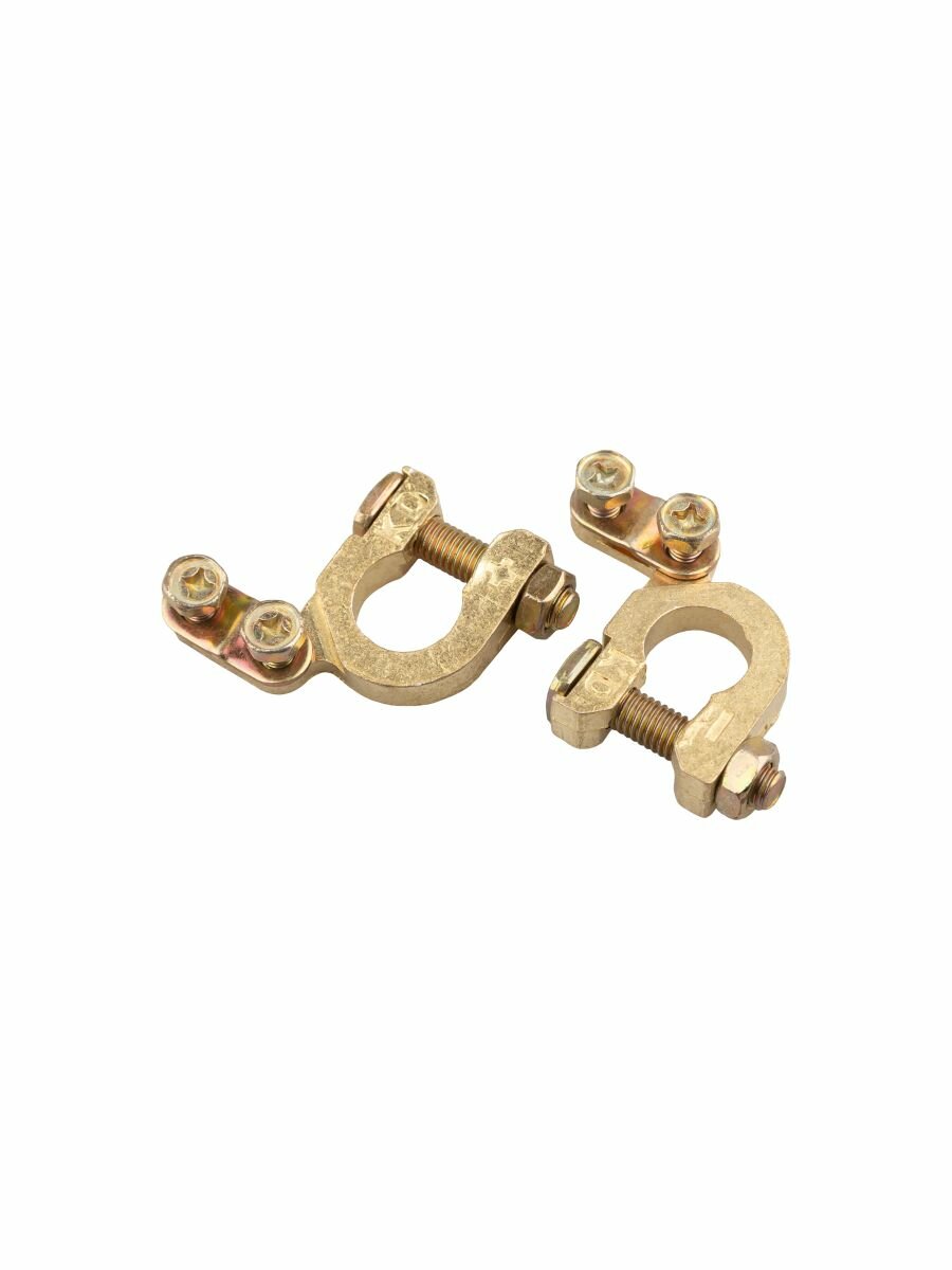 Клемма АКБ WB49 латунь (толстые стенки, под зажим провода прижимной планкой сбоку), 2шт