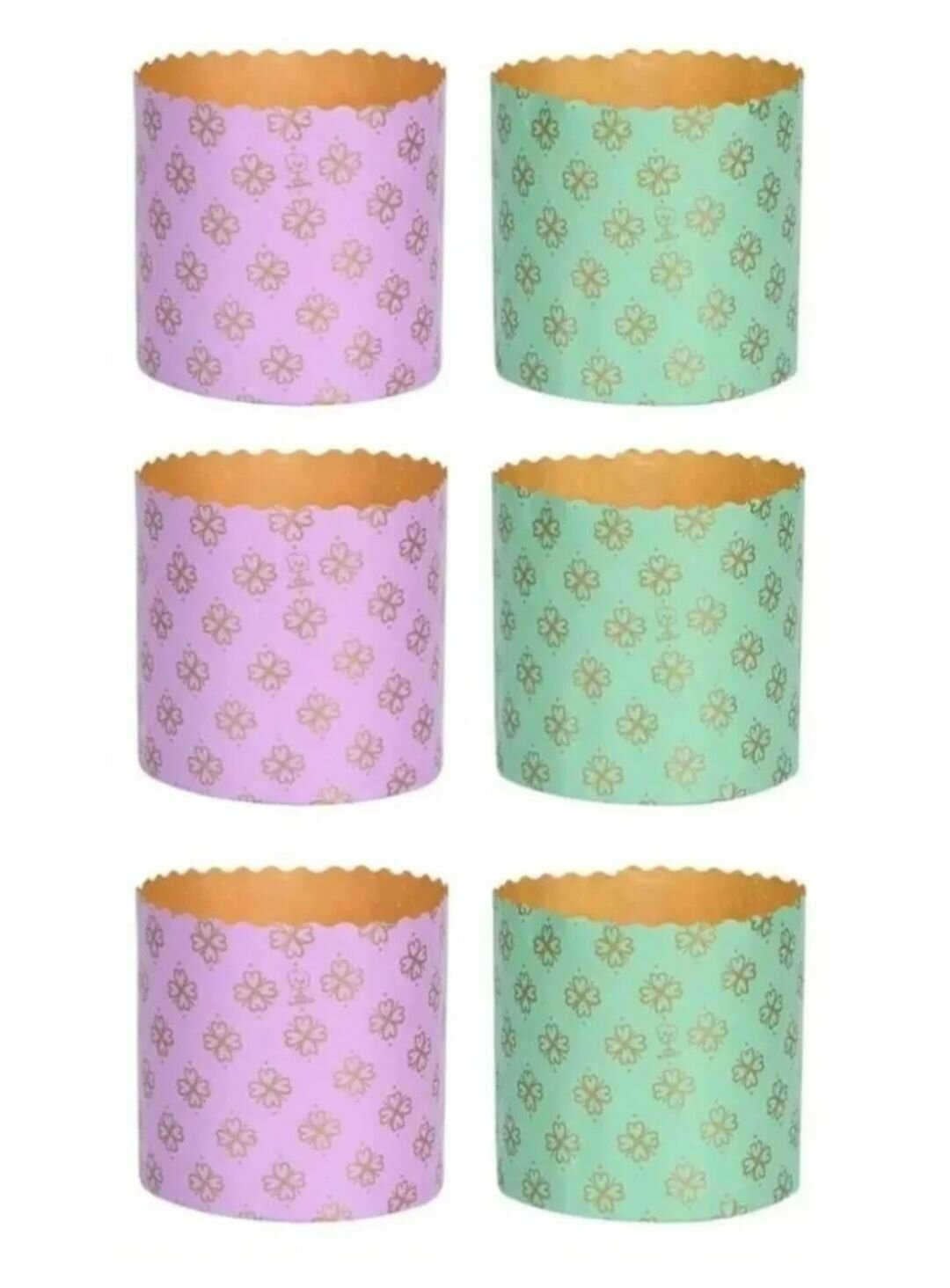 Формы пасхальные средние 9 см "Микс" для выпечки Кулича из пергаментной бумаги ,(в наборе 6шт )