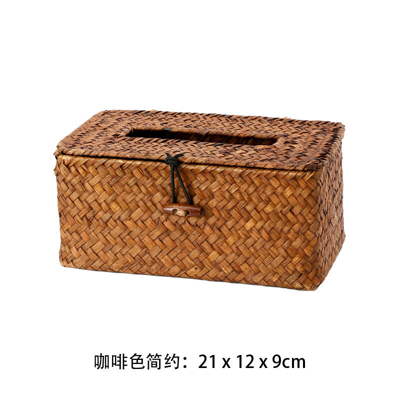 Плетеная коробка для салфеток коричневая 21x12x9см ручная работа