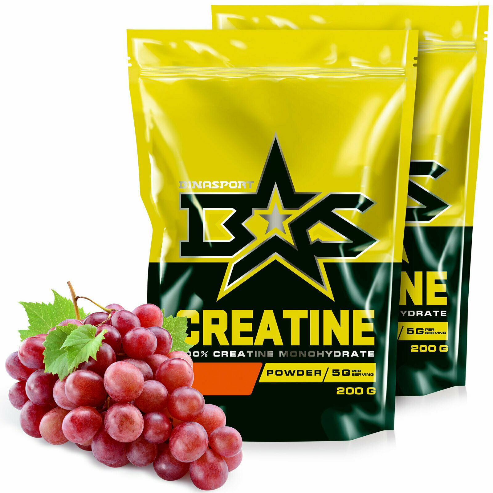 (2 УП!) Креатин моногидрат порошок Binasport "Creatine" 400 г со вкусом винограда