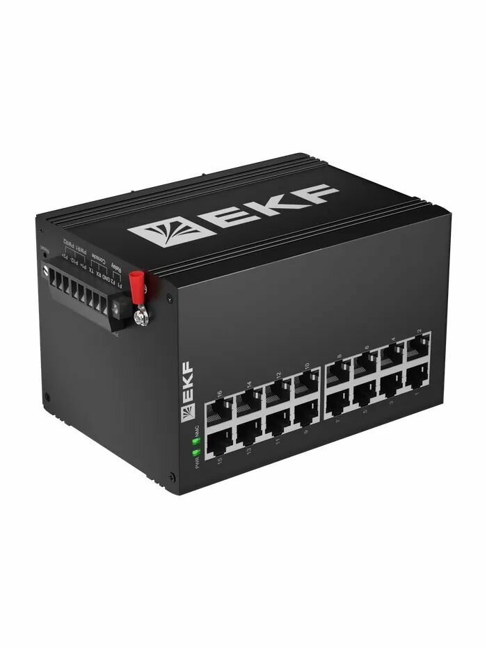 Промышленный коммутатор EKF TSX-ML2-16GTP, 16 LAN-портов, PoE, установка на DIN-рейку