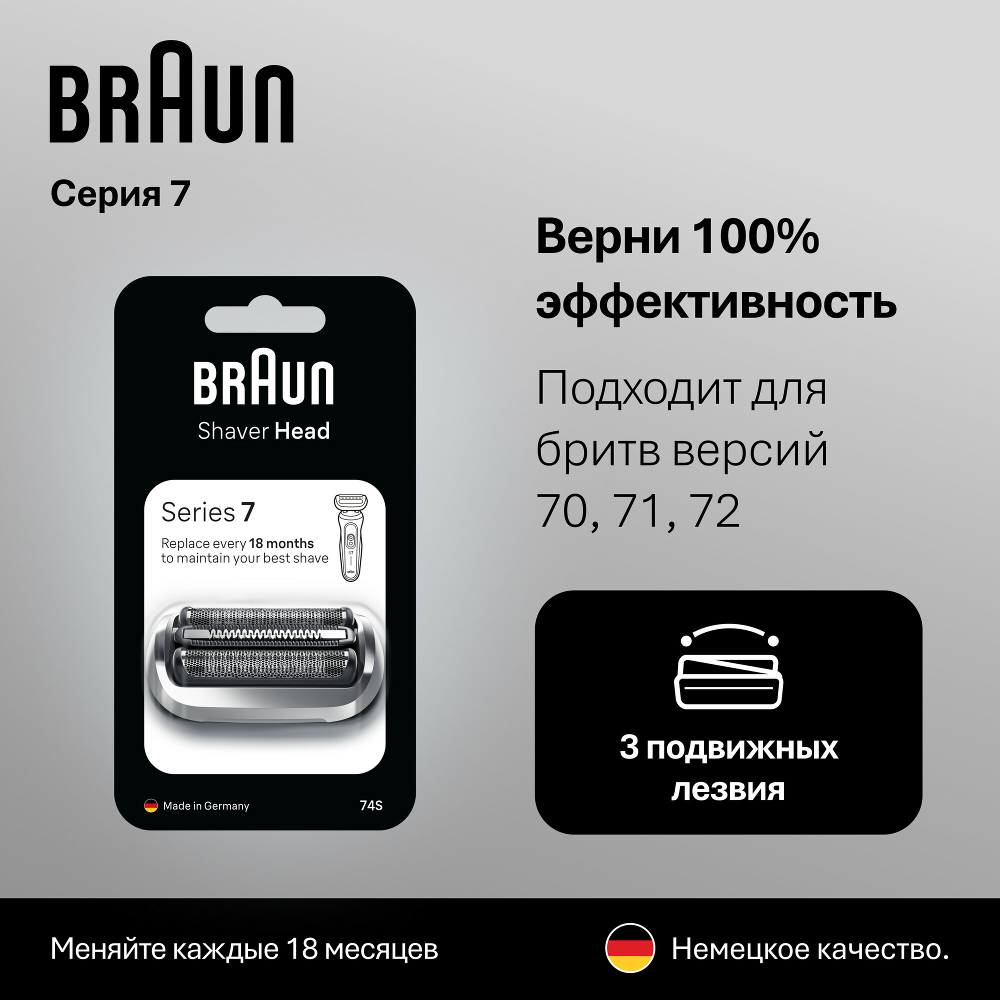 Сетка и режущий блок Braun для бритв 7 серии 74S