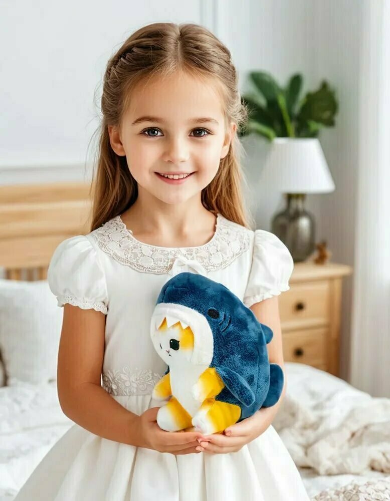 Плюшевая игрушка "Кошачья акула" длиной 25 см - это нежный друг для детей и коллекционеров!