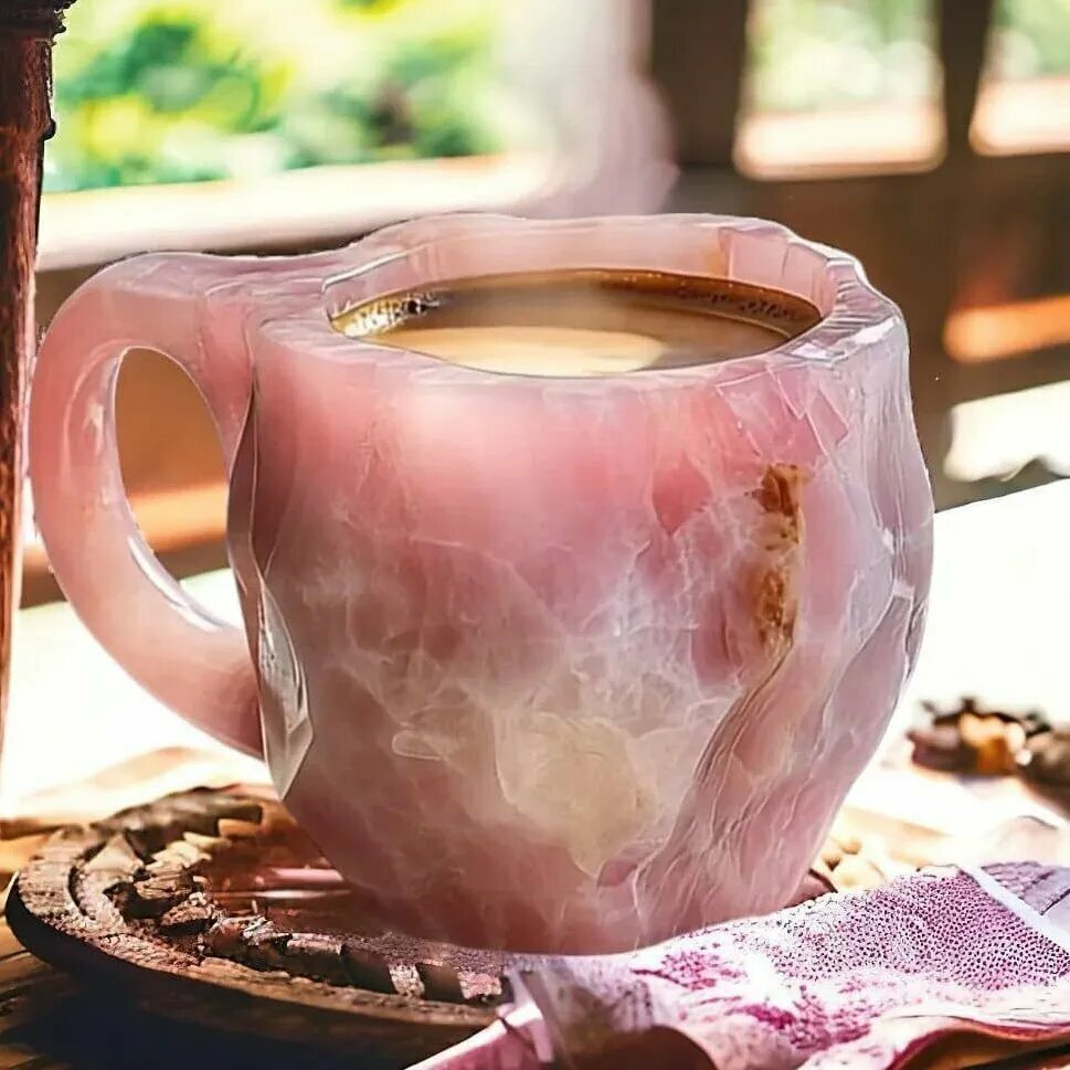 Кружка Glowfly, смола и минеральное стекло, темно-розовая, 400мл