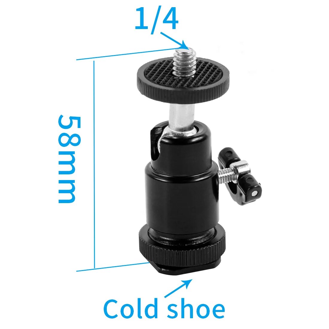 Держатель Ball Head type1 58mm с cold shoe 1/4