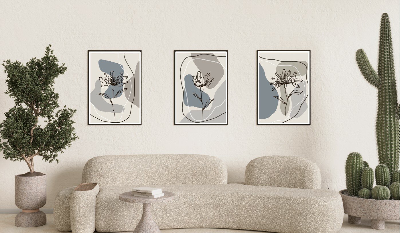 Набор интерьерных постеров "Цветы", без рамки, бумага 200 г/м2, 3шт, 30см*42см