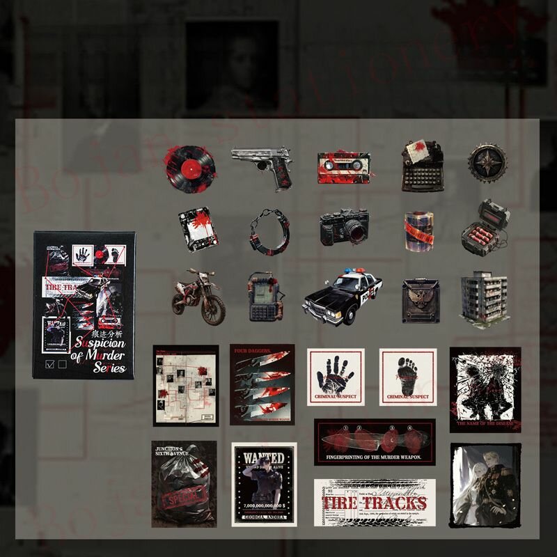 Набор наклеек, mr. paper,50 листов / сумка, темная тема, может украшать чехлы для телефонов, планшеты, блокноты