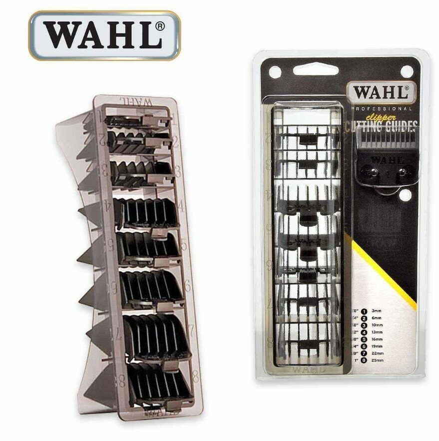 Набор пластиковых насадок для машинок Wahl 8 шт, черный