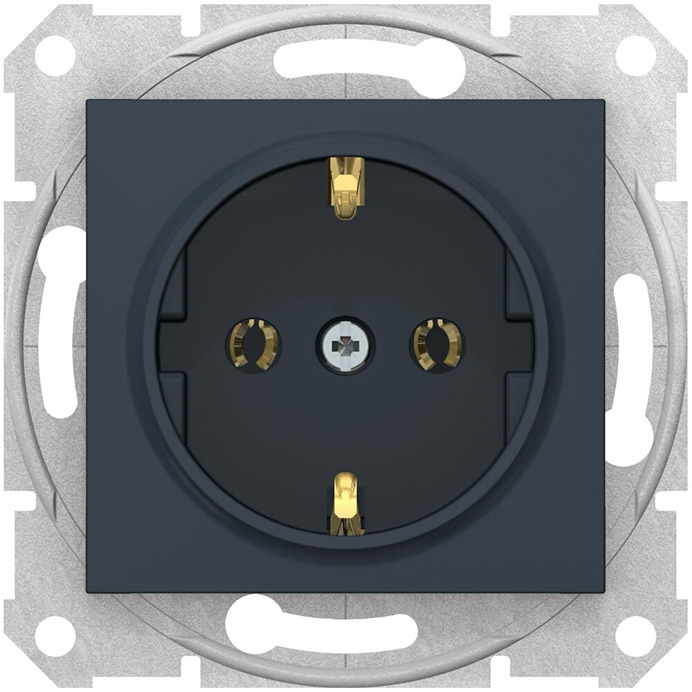 Розетка Schneider Electric Sedna с заземлением, винтовые зажимы графит SDN3000570