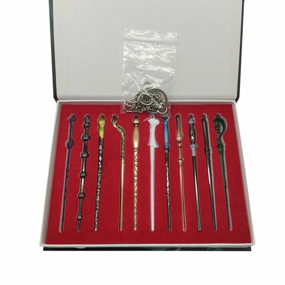 Подарочный набор Гарри Поттер. Модель волшебной палочки. ожерелье. Кулон. Брелок. 11 шт.