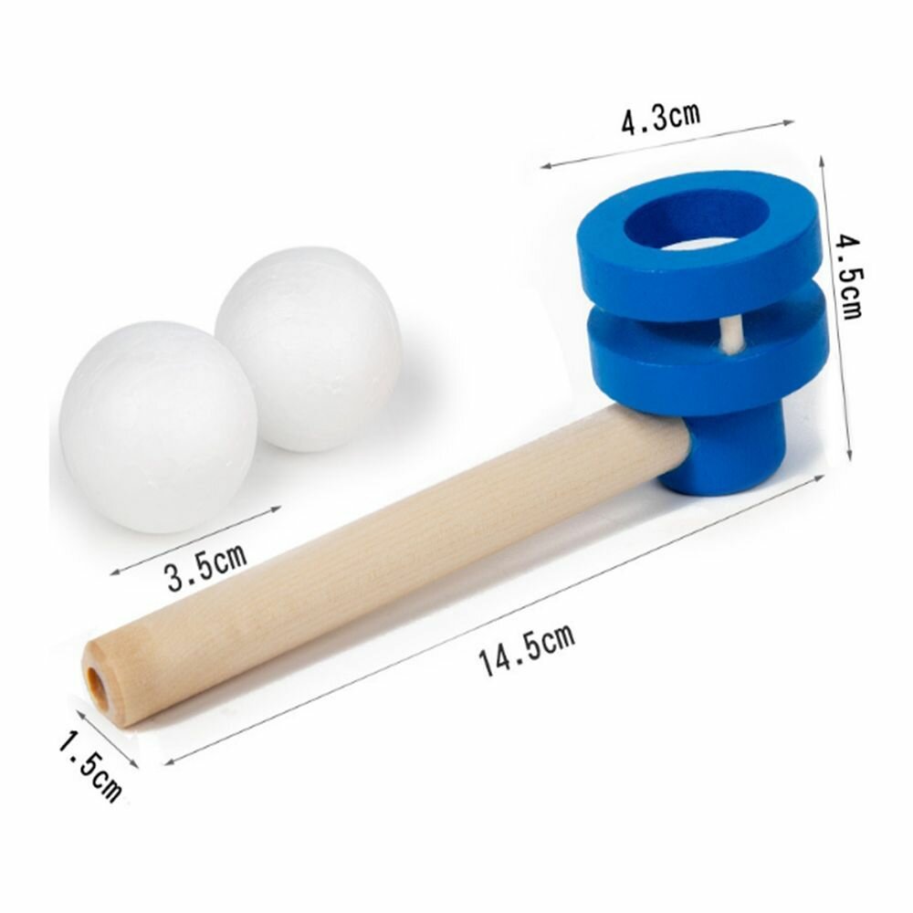 Тренажер с воздушными шарами для развития речевого дыхания. Содержит 2 шарика. Деревянные. Синий цвет.