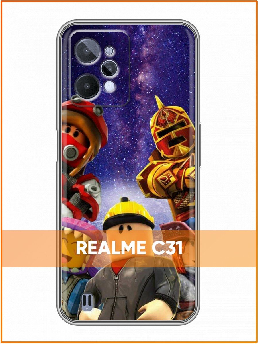 Чехол для Realme C31 с принтом для мальчиков Роблокс фон космоса (Реалми С31)