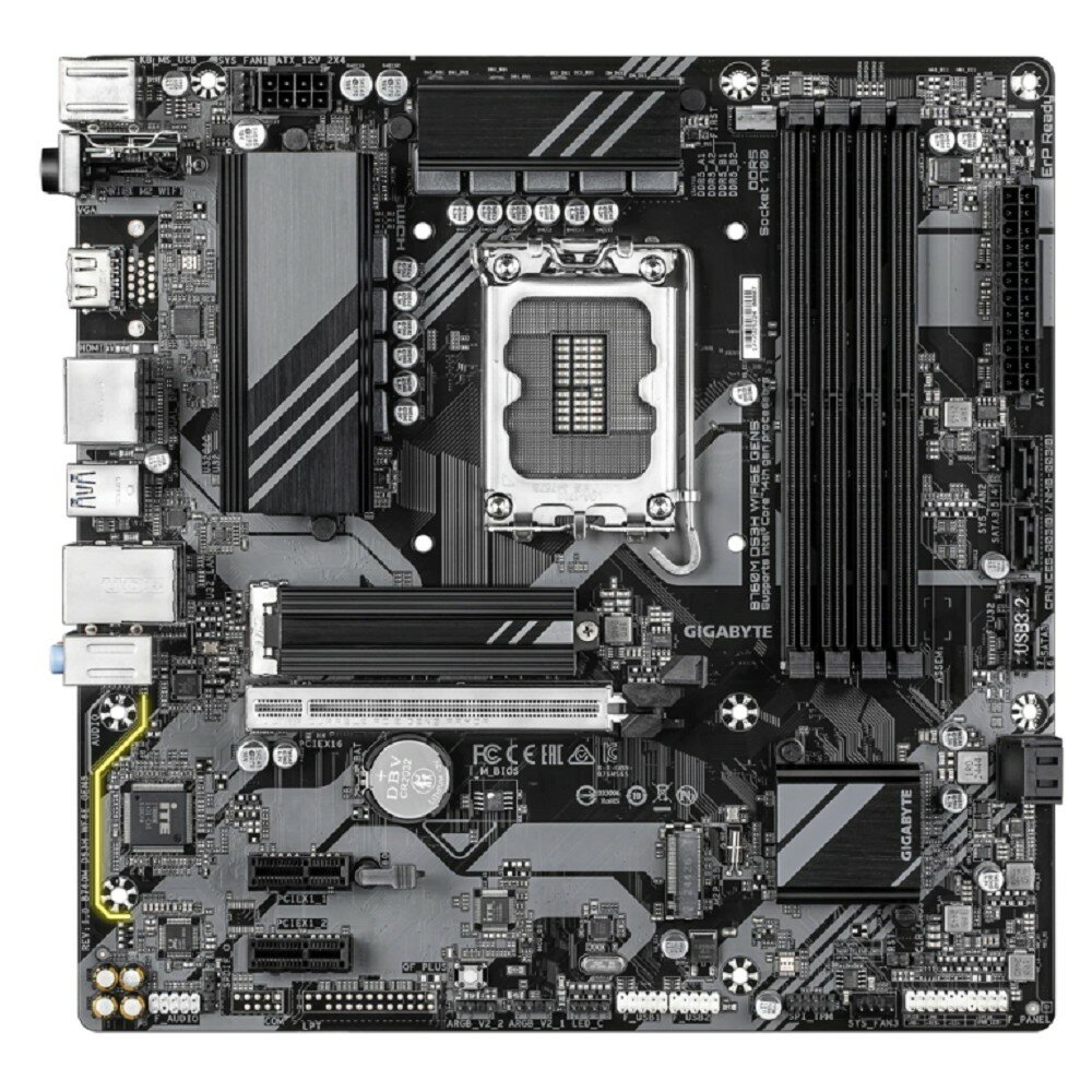 GigaByte Материнская плата B760M DS3H WF6E GEN5 LGA 1700 4хDDR V 2хM.2